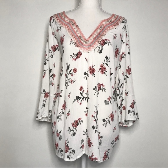 Tops | Nwt Boho Lace Tunic Top Flowy Gauze | Poshmark